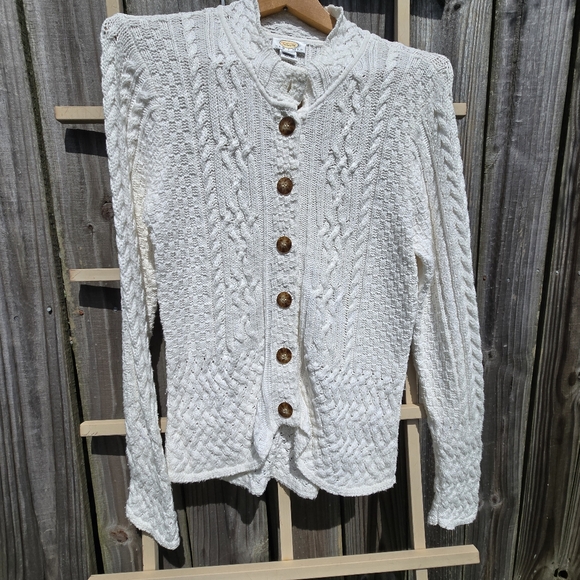 Talbots | Sweaters | Talbots White Thick Knit Cardigan L | Poshmark